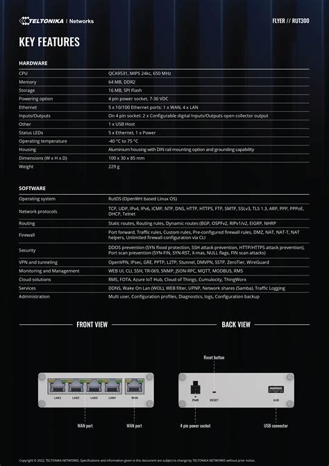 Teltonika Rut300 Rugged Industrial Fast Ethernet Router 5 Ethernet