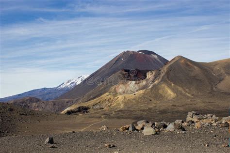 Red Crater And Mount Ngauruhoe Stock Photo Image Of Tramping Zealand