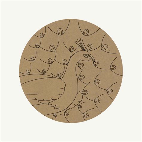 Premarked Mdf Peacock Design Round Mdf Base The Point Blank