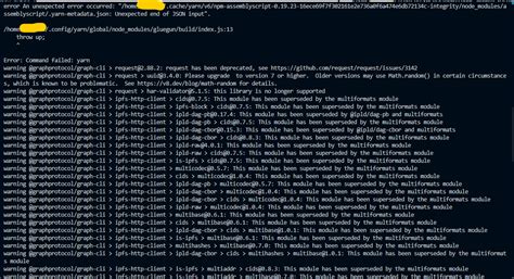 Yarn Dependencies Fail To Install Using Commands From The Graph