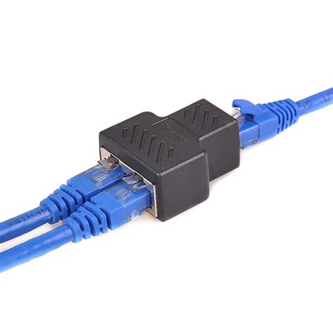 1 To 2 Ways Rj45 Female Splitter Ethernet Network Cable Double Connecto