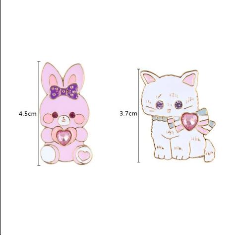 Bunny And Kitten Jewel Rhinestone Enamel Pin Lapel Ddlg Playground
