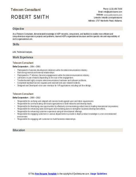 10 Telecom Consultant Resume Samples And Templates For 2025