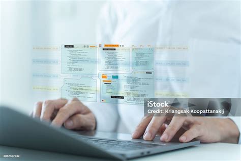 Software Developer Or Programmer Coding Program With Laptop Data Engineering Intelligence ...
