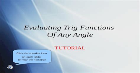 ppt evaluating trig functions of any angle tutorial dokumen tips
