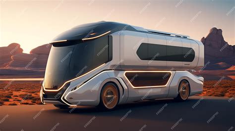 Premium Ai Image Sustainable Nomadic Lifestyle Futuristic Rv