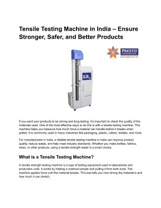 Ppt Tensile Testing Machine In India Ensure Stronger Safer And Better Products Powerpoint