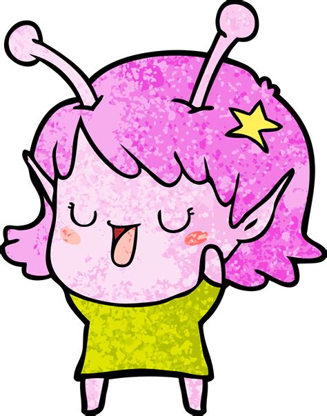Happy Alien Girl Cartoon Laughing 39850418 Png