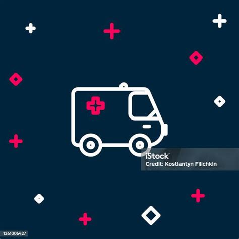 Ambulance De Ligne Et Icône De Voiture Durgence Disolement Sur Le Fond