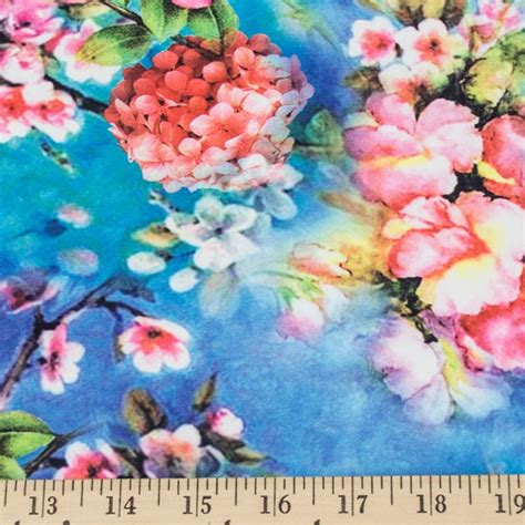 Flower Garden On Turquoise Double Brushed Poly