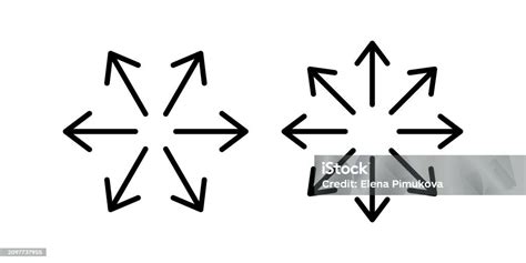 Ilustración De Versatile Icon Multifunction Sign Arrows Pointing In Different Directions