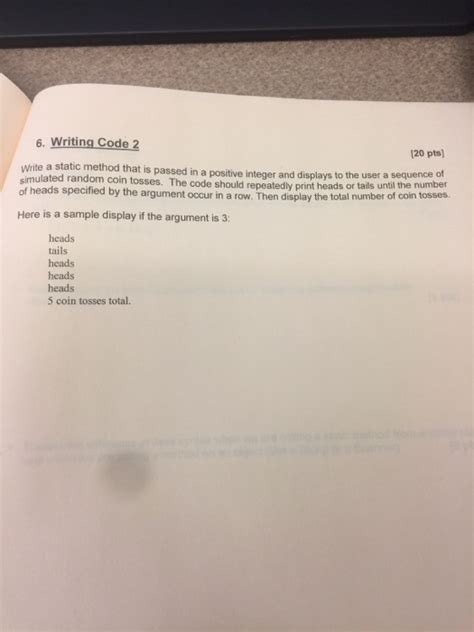 Solved Writing Code Write A Static Method That Is Chegg