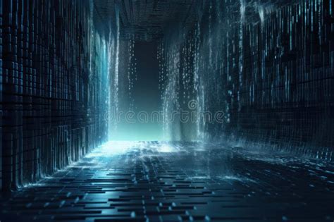 Digital Waterfall Flowing Binary Code Concept Generative Ai