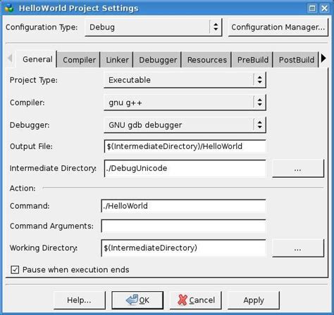Codelite Ide Main Projectsettings