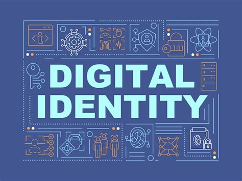 Conceptos De Palabras De Identidad Digital Banner Azul Oscuro Vector