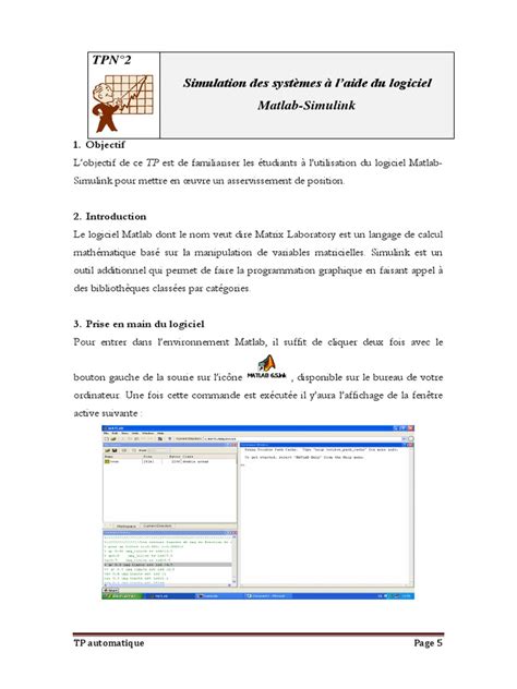 tp2 simulation systemes logiciel matlab simulink pdf automation