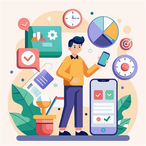 Mobile Task Management And Productivity Concept Vector Illustration