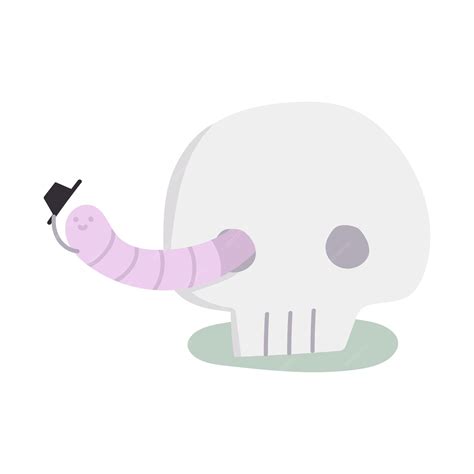 Premium Vector Hello Skull Worm Halloween Vector