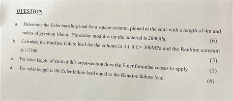 solved questiona ﻿determine the euler buckling load for a