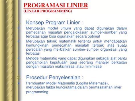 Ppt Programasi Linier Linear Programming Powerpoint Presentation