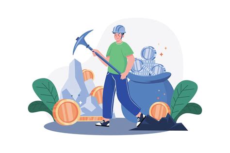 Cryptocurrency Mining Illustration Concept A Flat Illustration Isolated On White Background