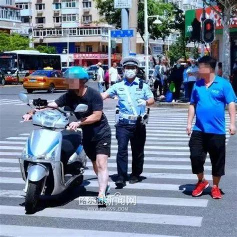 不佩戴安全头盔、不礼让行人｜哈市交警严格治理路口交通违法行为车辆道街机动车