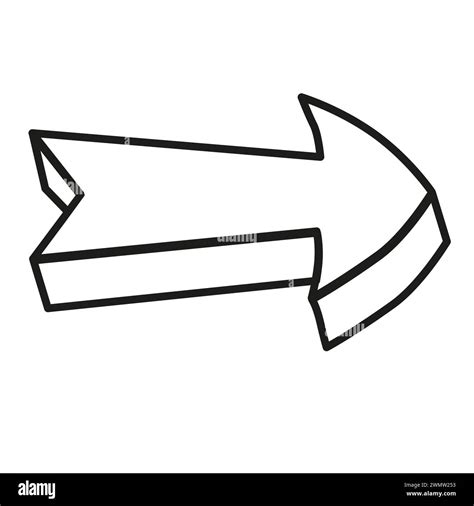 3d Vector Abstract Business Arrow Hand Drawn Geometric Curved Pointer Right Isolated Bold