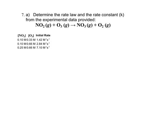 Solved A Determine The Rate Law And The Rate Constant K