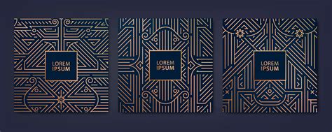 고급 표지 템플릿 사각형 라인 아트 데코 패턴의 벡터 세트입니다 플래카드 배너 전단지 프레젠테이션 및 카드를 위한 멋진 디자인
