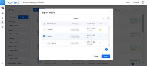 Managing Model And Version — Enos™ Enterprise Analytics Platform Documentation