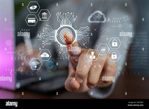 Businessman Scanning Fingerprint And Biometric Authentication Cyber Security And Fingerprint