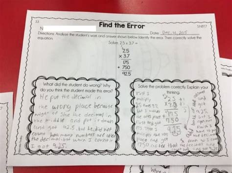 Implementing Math Error Analysis In Your Classroom Freebie Included