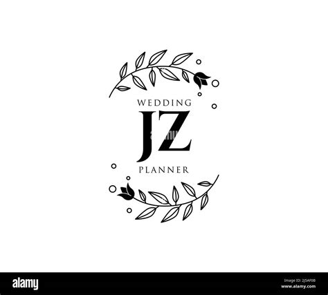 Jz Initials Letter Wedding Monogram Logos Collection Hand Drawn Modern Minimalistic And Floral