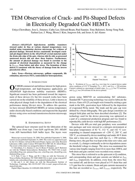 Pdf Tem Observation Of Crack And Pit Shaped Defects In Electrically