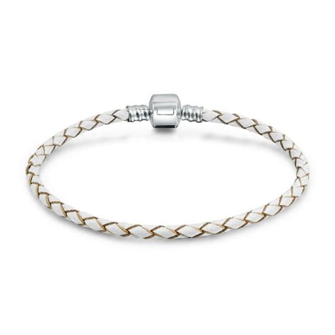 Bling Jewelry Womens White Weave Braid Leather Strand Bracelet With