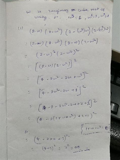 1 If Omega Is An Imaginary Cube Root Of Unity Prove Each Of The