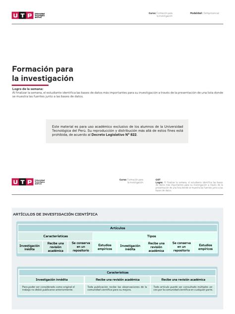 Semana 3 Tipos De Artículos Científicos Pdf Bases De Datos Science