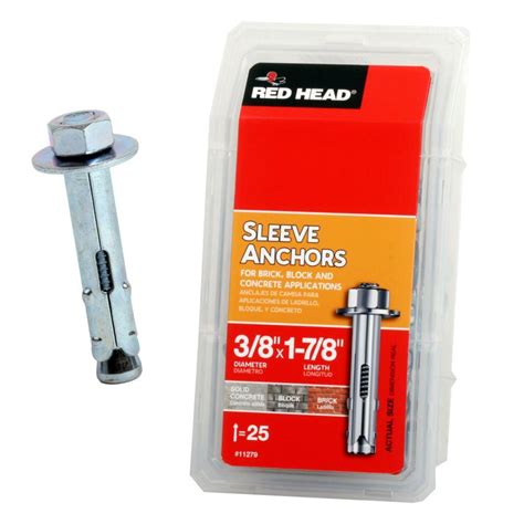 Red Head 3 8 In X 1 7 8 In Hex Sleeve Anchor 25 Pack 11279 The