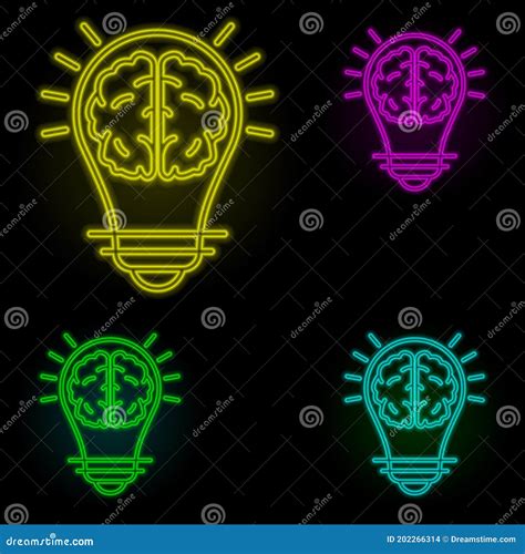 Van Het Het Pictogramneon Bolhersenen Creatief De Kleuren Van Het