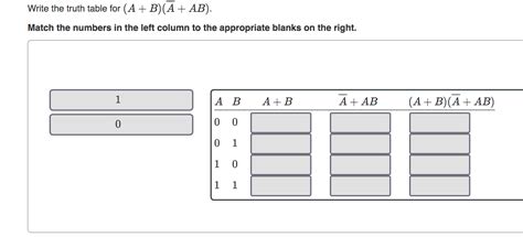 Solved Write The Truth Table For A Ba Ab Match The