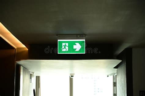 Exit Symbol For Warning People Green Light Stock Image Image Of