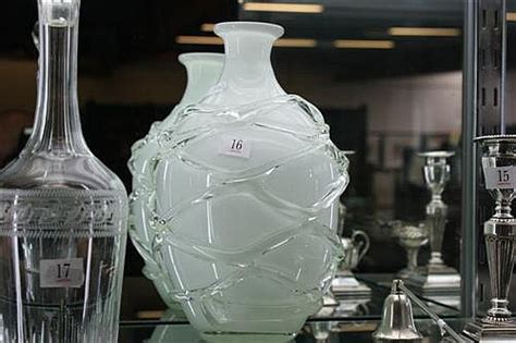 Lot White Art Glass Vase With Applied Detail