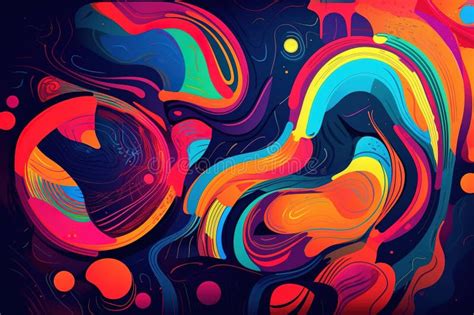 Abstract Shapes And Patterns In Fluorescent Colors The Shapes Are Bold And Dynamic With Colors