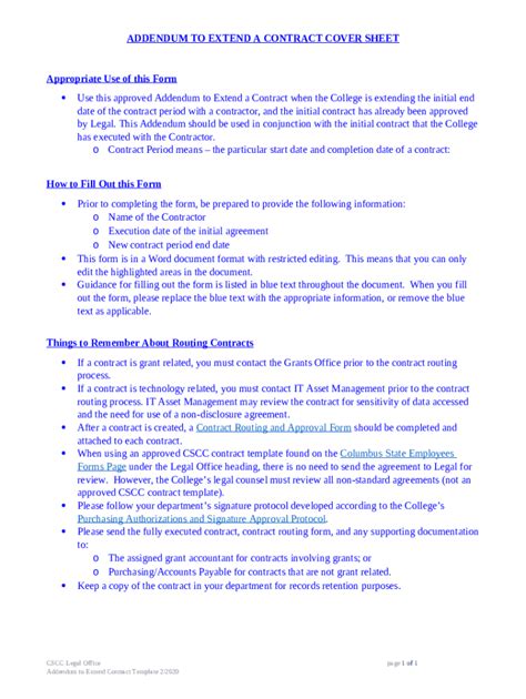 Contract Extension Addendum Sample Doc Template Pdffiller