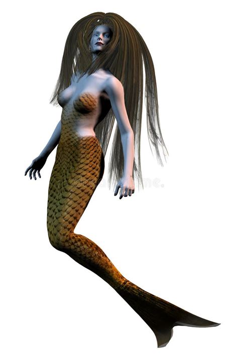 Mermaid Swimming Underwater Deep Blue Sea Stock Illustrations 326