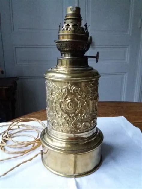 ANCIEN PIED DE lampe à poser en laiton travaillé EUR 40 00 PicClick FR