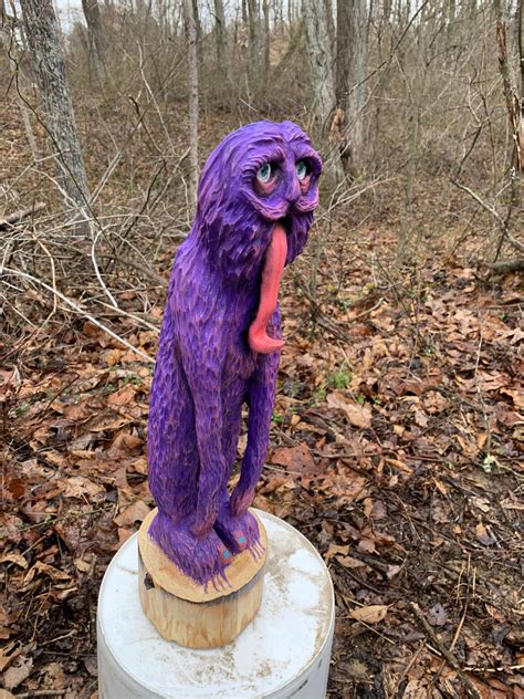 Chainsaw Carving Monster Wood Carving Purple Monster Wood T For Him