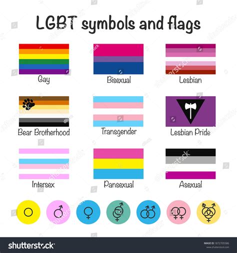 Lgbt Symbols Sexual Identity Flags Set Stock Vector Royalty Free