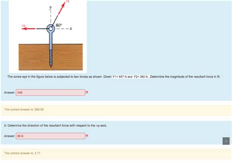 Solved The Screw Eye In The Figure Below Is Subjected To Two