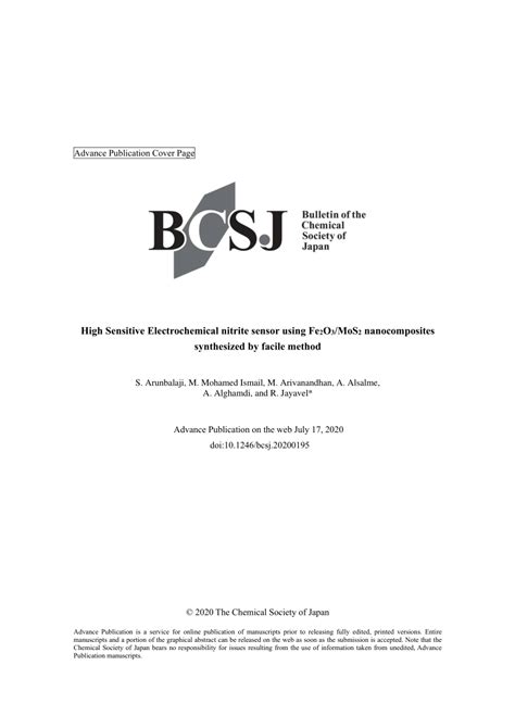 Pdf High Sensitive Electrochemical Nitrite Sensor Using Fe 2 O 3 Mos